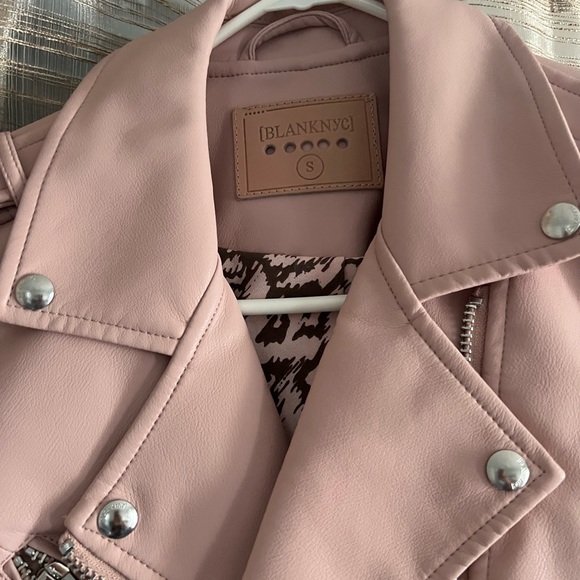 Blank NYC | Jackets & Coats | Blank Nyc Baby Pink Cropped Moto Leather Jacket New Size Small ...